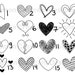 Doodle Hearts Clipart Cute Heart Clipart Hand Drawn Hearts Doodle ...