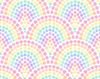 Seamless Watercolor Mosaic Pattern Pastel Rainbow Colorful Scallop ...
