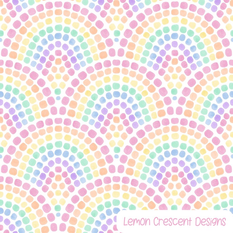 Watercolor Mosaic Pattern Seamless File Pretty Pattern Colorful Scallop ...
