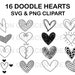 Doodle Hearts Clipart Cute Heart Clipart Hand Drawn Hearts Doodle ...