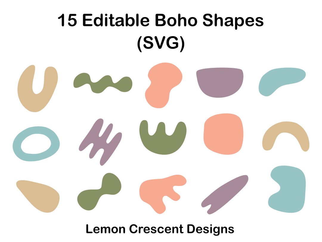 Boho Shapes Clipart Abstract Organic Shapes Clipart Boho Elements ...