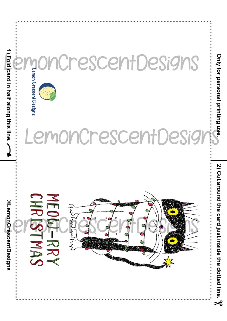 Printable Christmas Card Funny Cat Holiday Card Digital Cat Silly ...