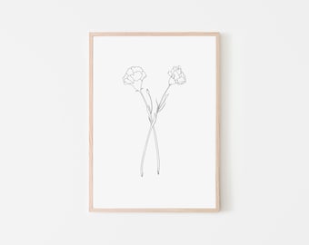 Carnation Line Drawing - Etsy
