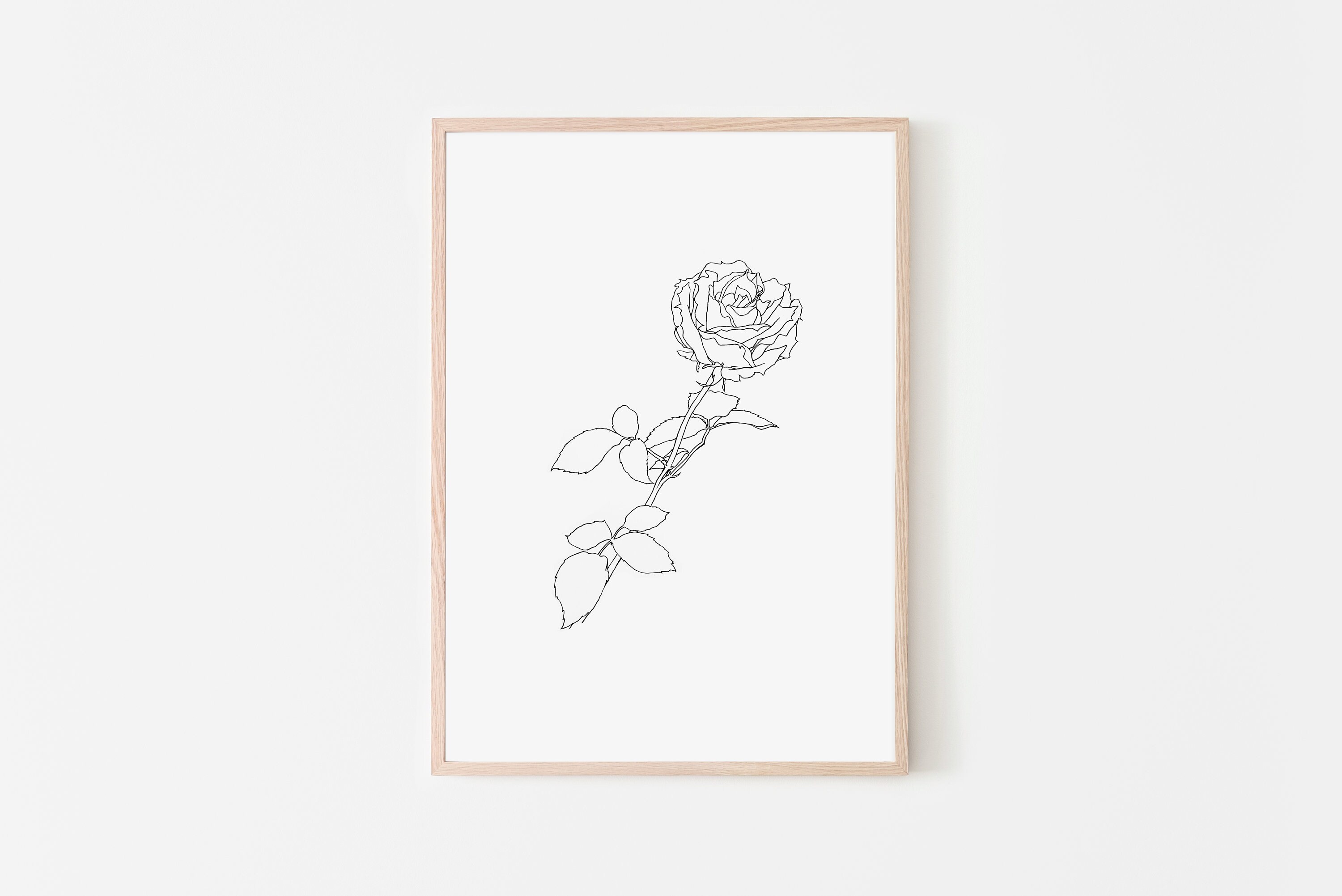 Rose Line Drawing - Etsy