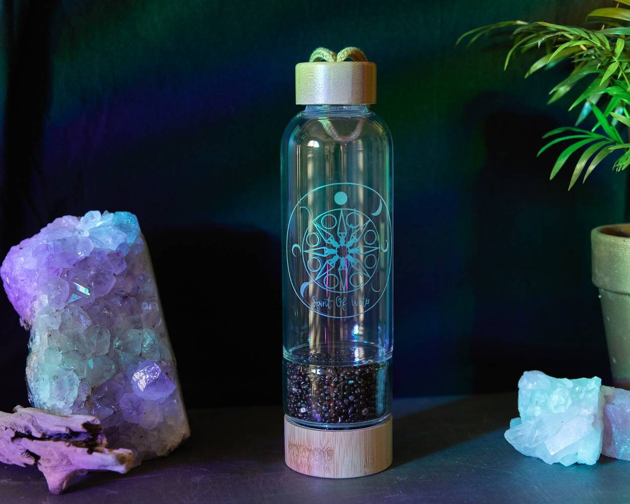 Crystal Infused Water Bottle Gem Elixir Bottle Rose Quartz Elixir Clear ...