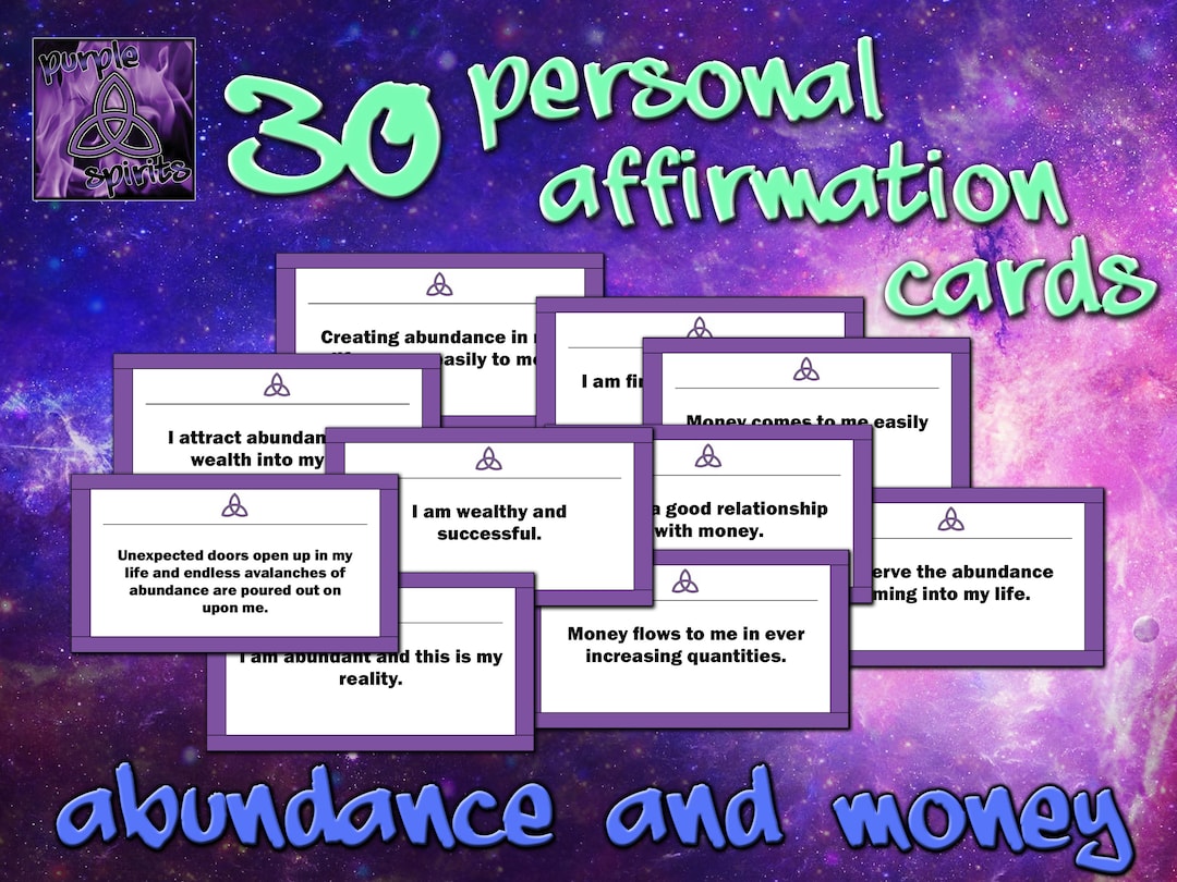 Abundance Affirmation Cards, 30 Positive Money Mindset Prompts ...