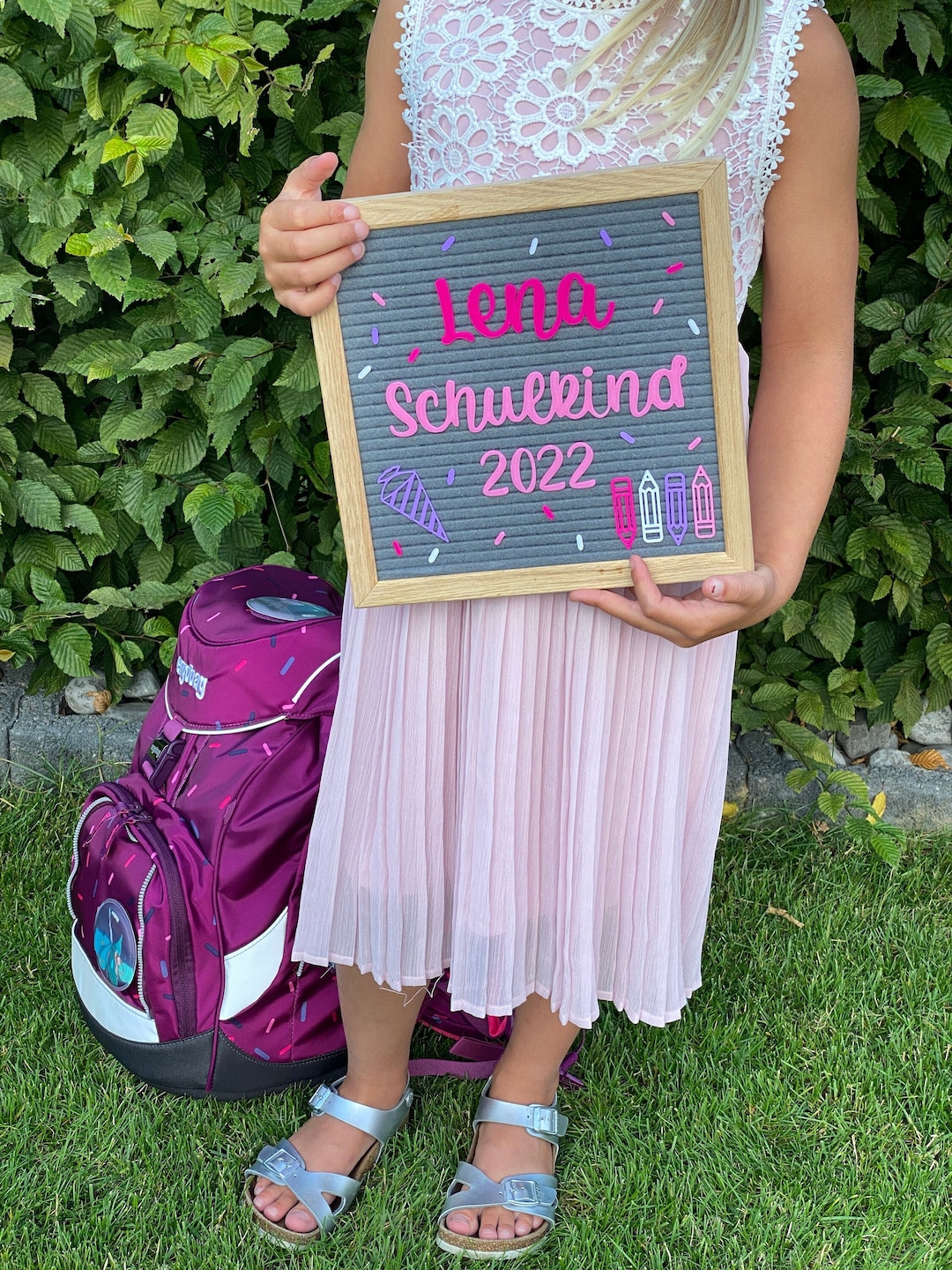 BESCHRIFTUNG Schulkind 2024 Einschulung personalisiert Icons FÜR ...