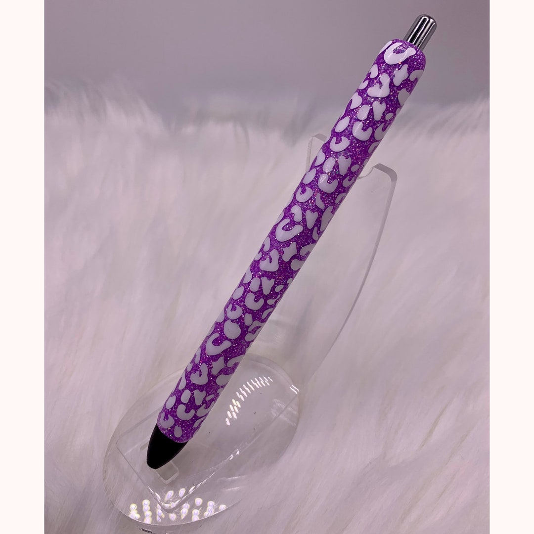 Neon Purple Leopard Print Glitter Pen Neon Purple Cheetah Print Glitter ...