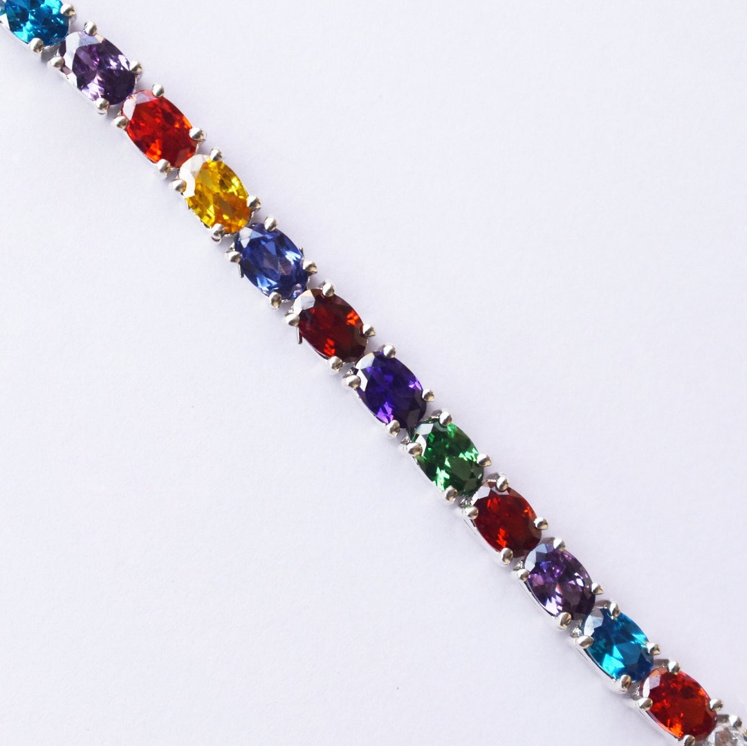 Multi Color Bracelet, Silver Bracelet, 925sterling Silver Multi ...