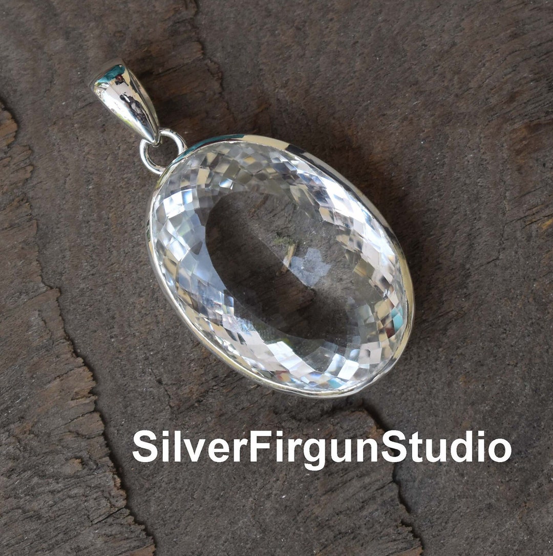 Clear Quartz Pendant, Quartz Pendant, Silver Oval Pendant, Quartz ...
