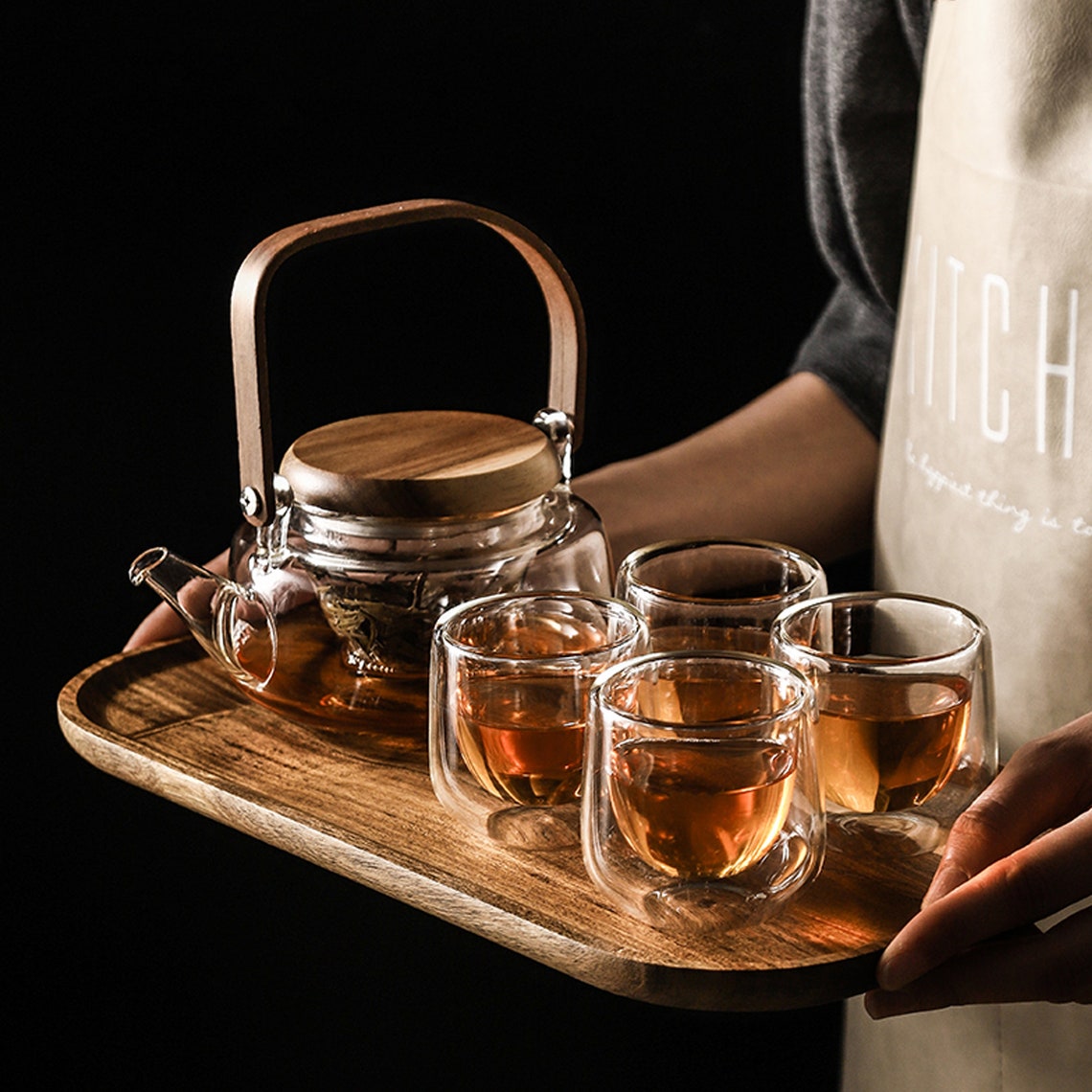 Japanese Style Amber Glass Tea Set Amber Glass Carafe Set | Etsy