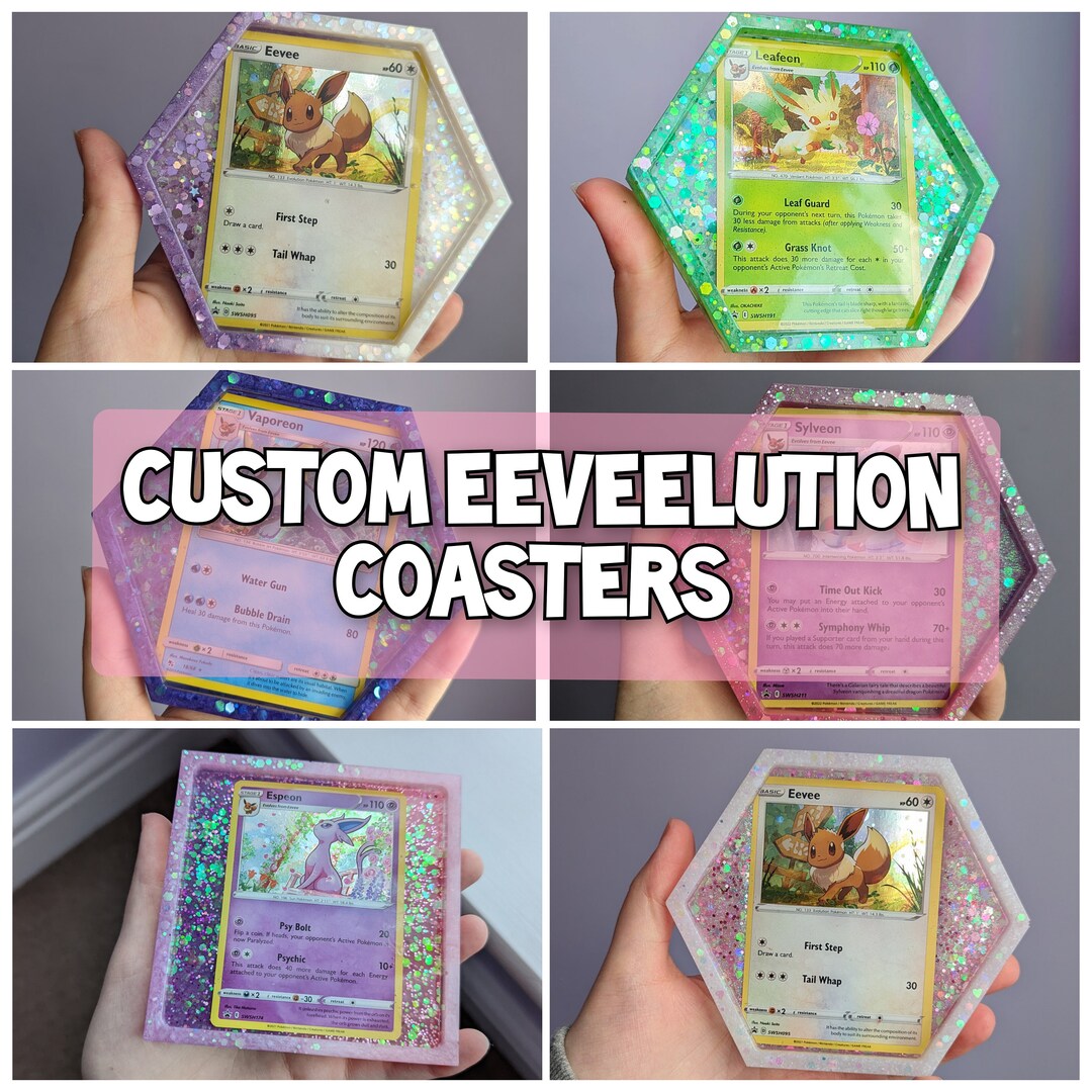 Custom Eeveelution Card Resin Coasters - Etsy