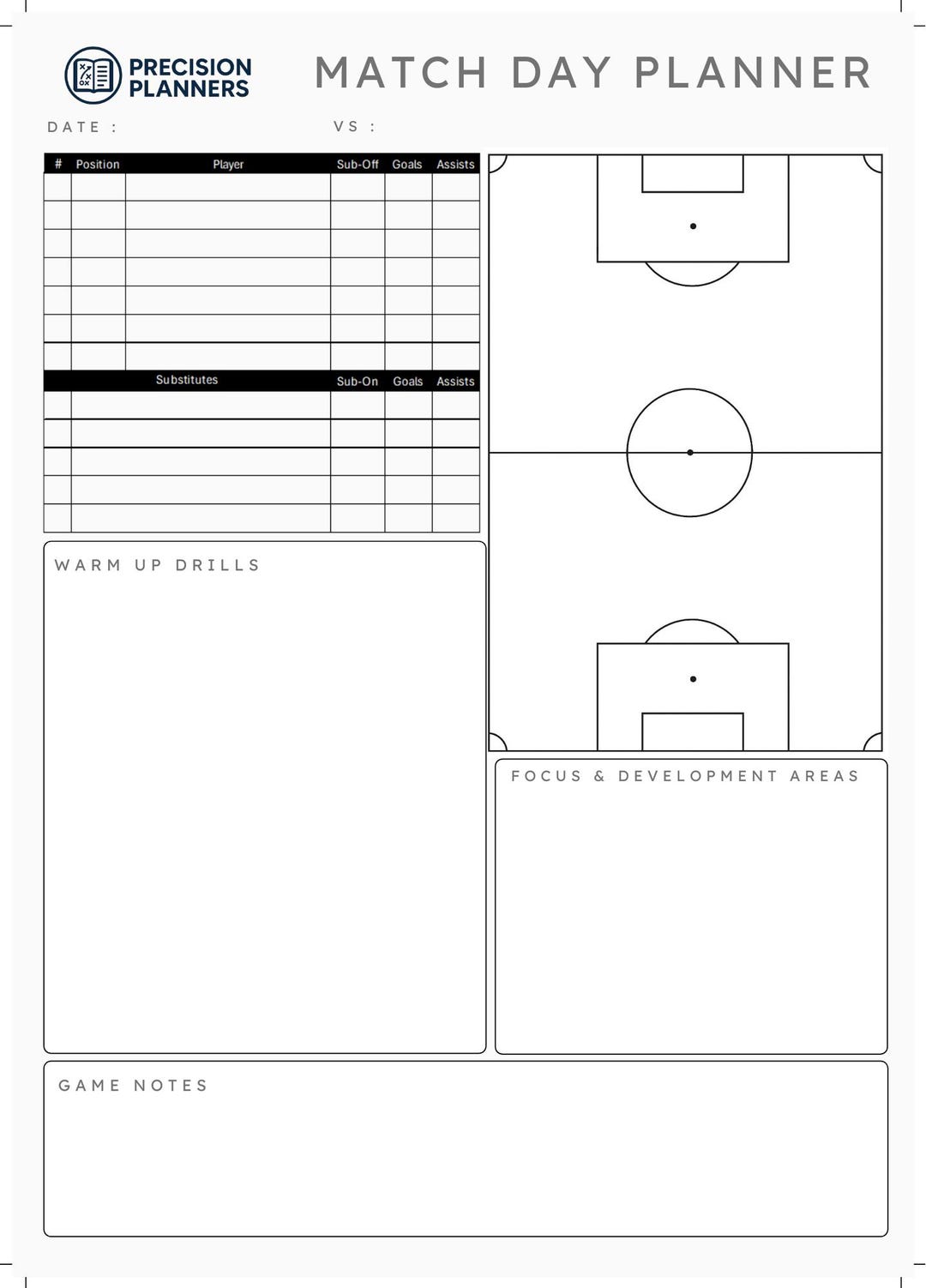 7-a-side Match Day Planner | Football Coaching PDF | Printable Soccer ...