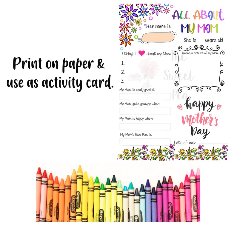 All About My Mom Activity Sheet, Mothers Day Printable, Mothers Day ...