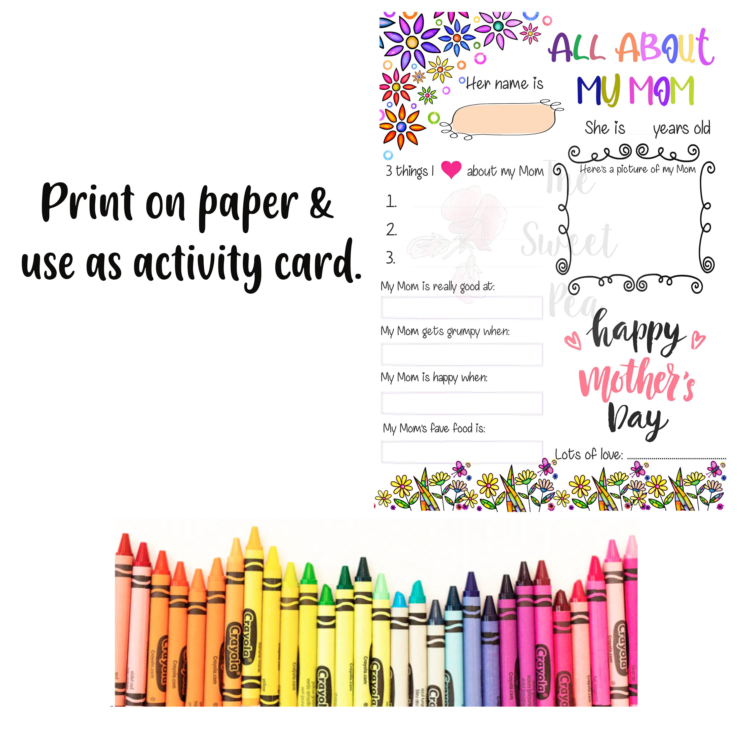 All About My Mom Activity Sheet, Mothers Day Printable, Mothers Day ...
