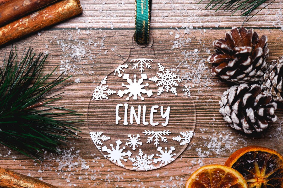 Personalised Name Christmas Bauble | Acrylic Flat 2D Bauble | Name and ...