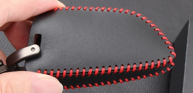 Leather 4 Button Car Black Key Case Cover for BMW, Key Chain F15 F16 ...