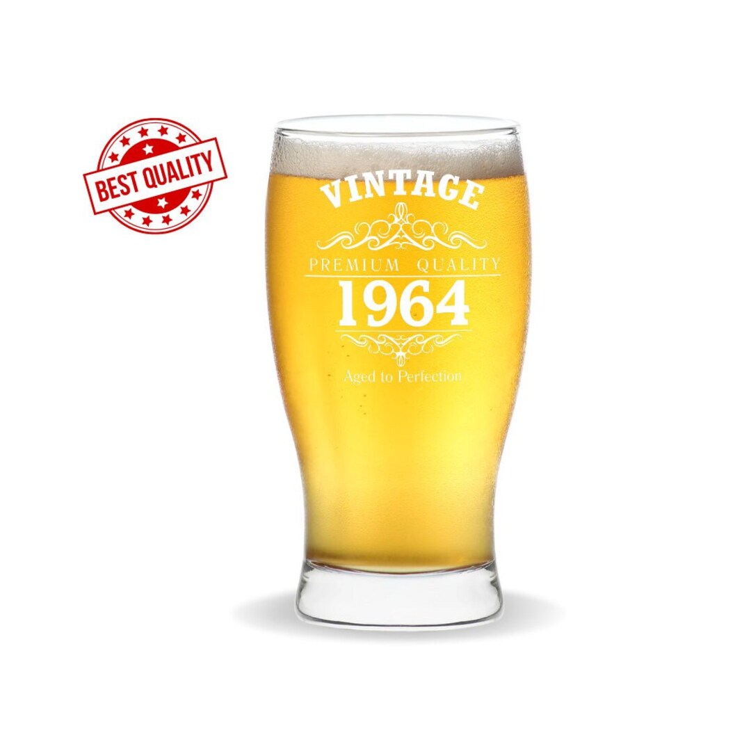 60th Birthday 1964 Vintage 580ml Beer Glass Birthday Premium Quality ...