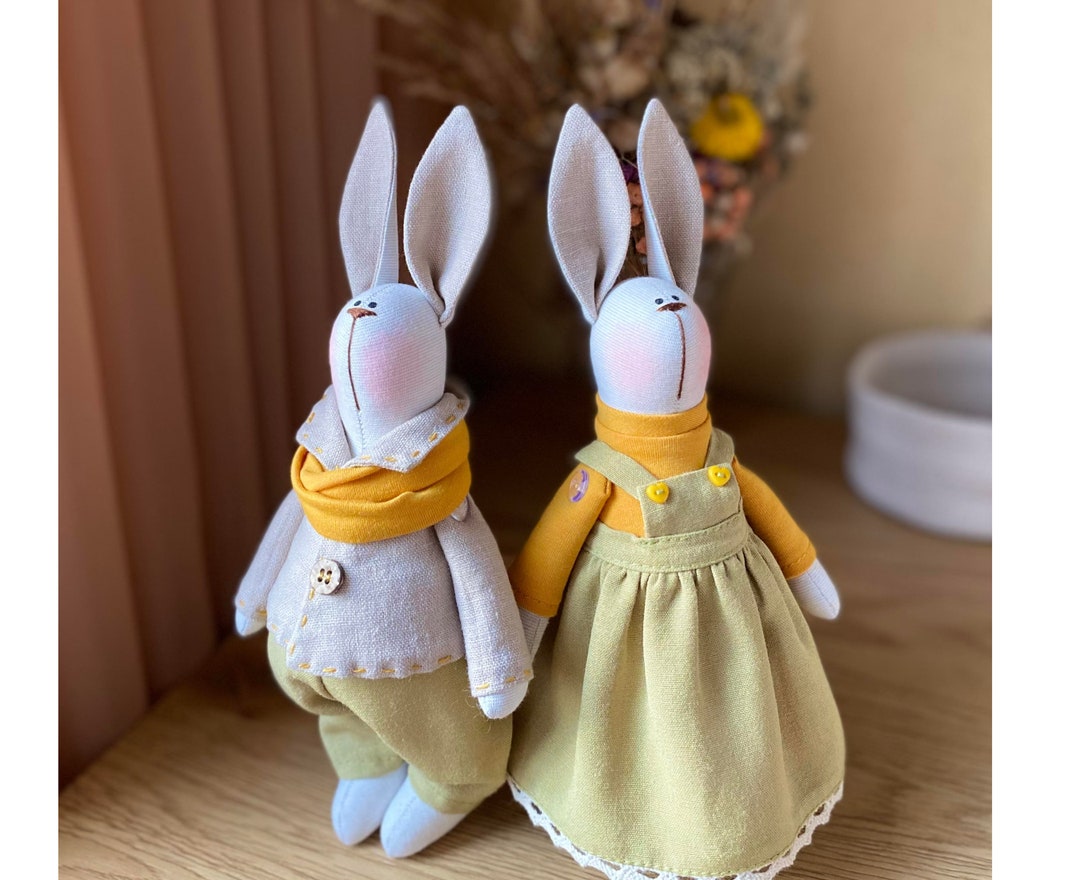 Handmade Hare Tilda Doll for Home Decor Rabbit Husband and Wife ...