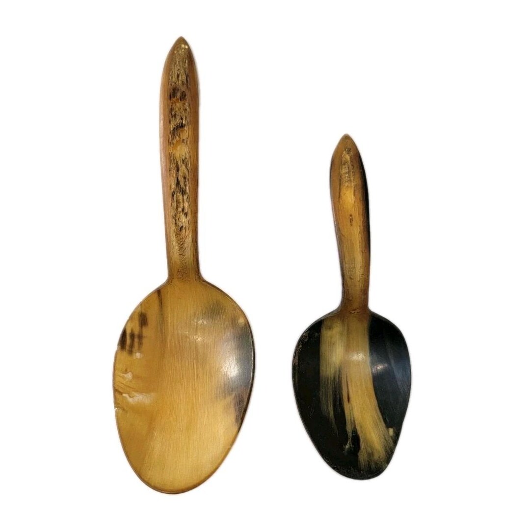 Early Antique Primitive Horn Spoon Ladle Carved Native American? Set of ...