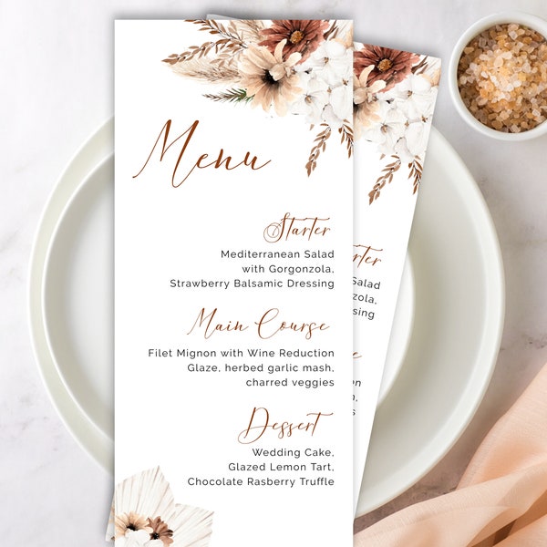 Floral Menu - Etsy
