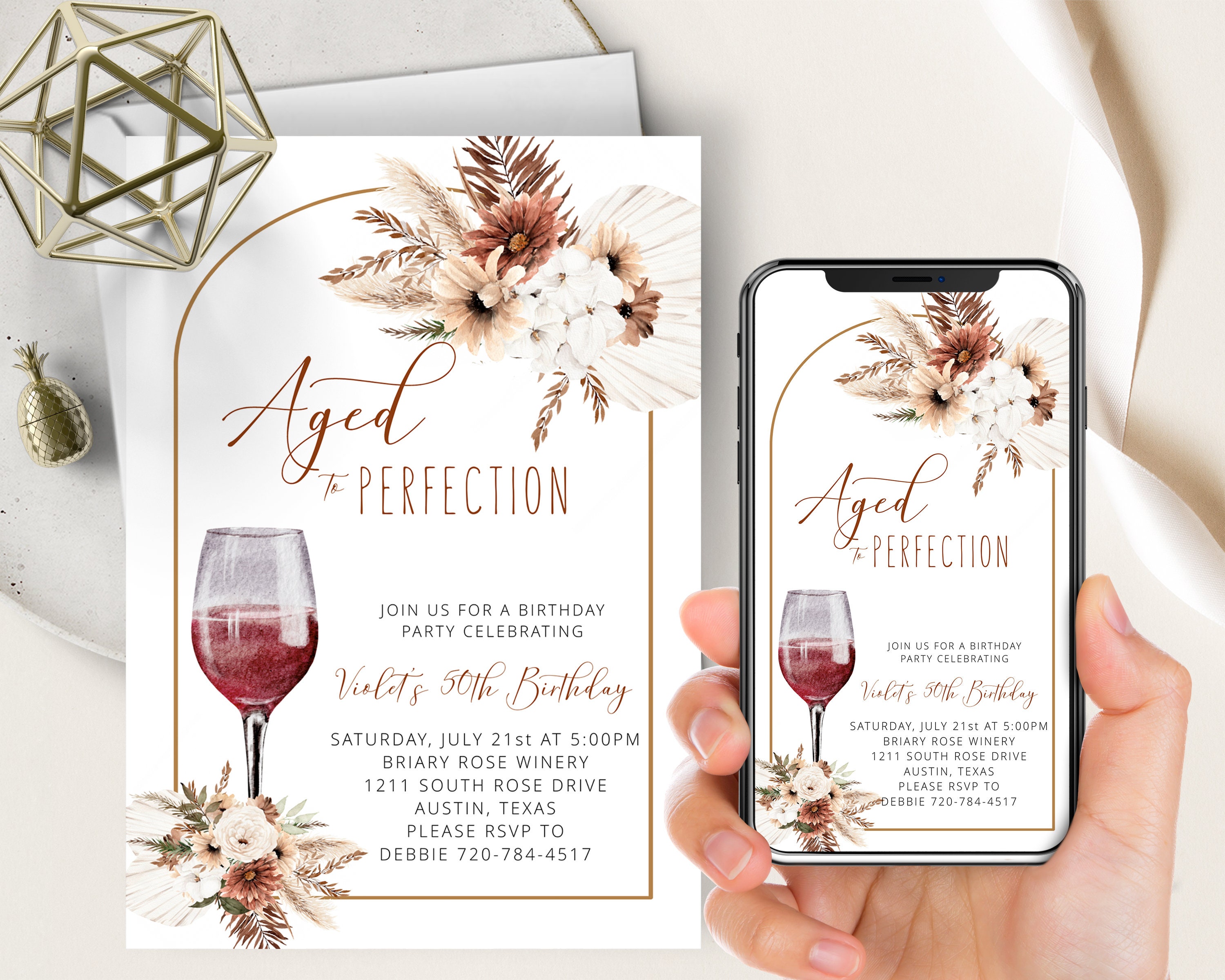 Floral Rust Invite - Etsy