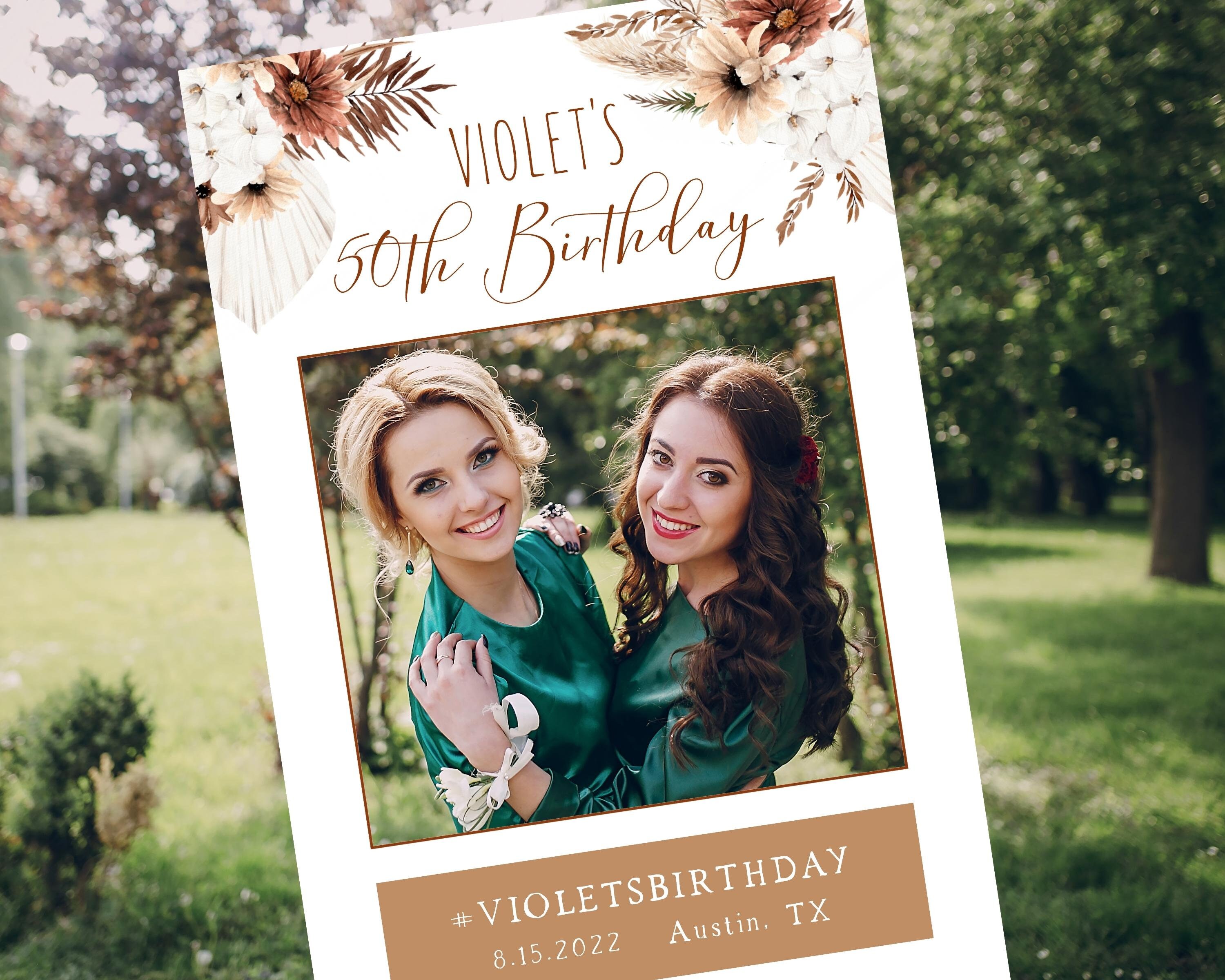 Photo Booth Selfie Frame, Boho Floral, Birthday Photo Prop Sign, ANY ...