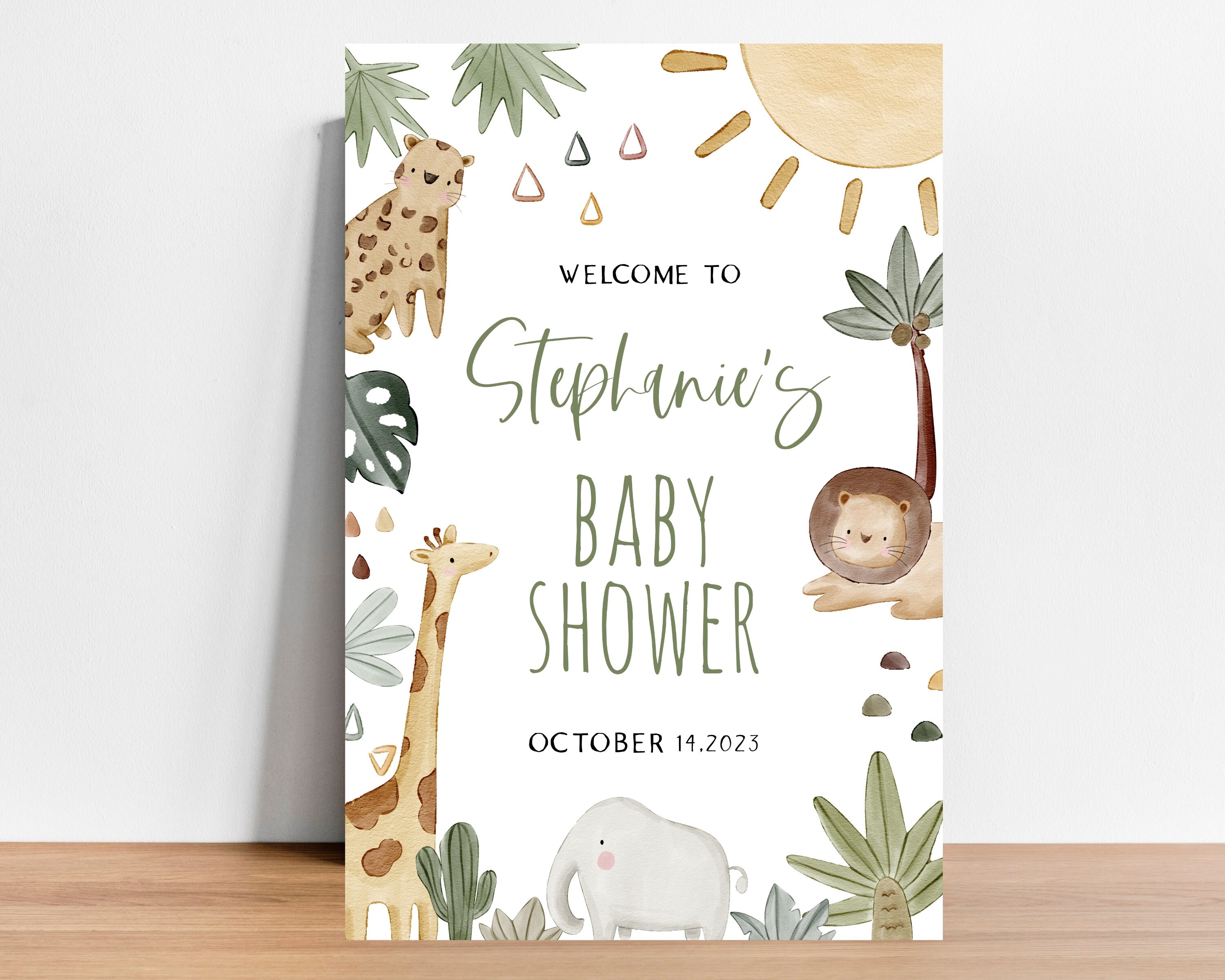 Boho Safari Baby Shower Welcome Sign, Jungle Theme, Wild One is on the ...
