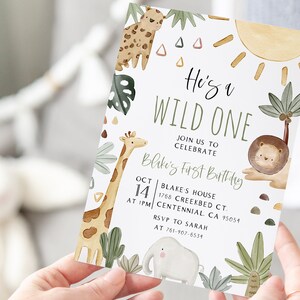 Boho Safari Birthday Evite+printable Invite, Jungle Animals, Wild One ...