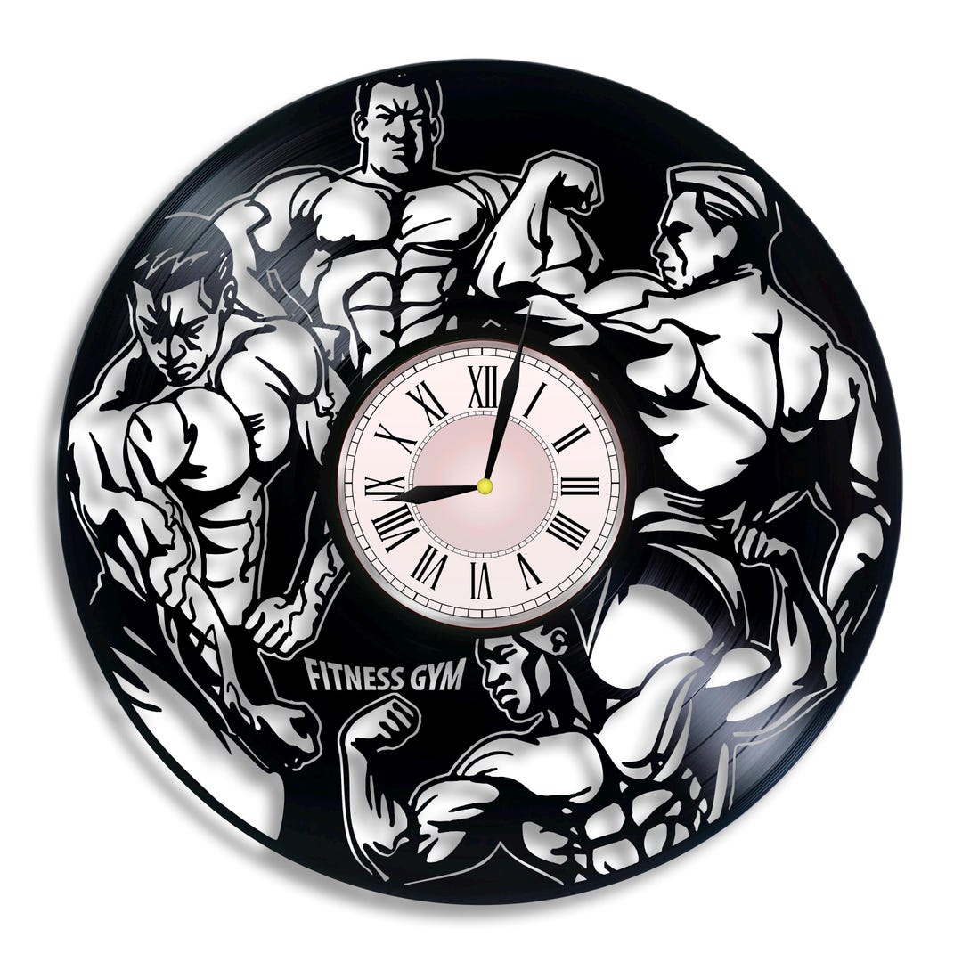 Gym Style Fitness Wall Clock Handmade Decor for Bodybuilding Fans ...