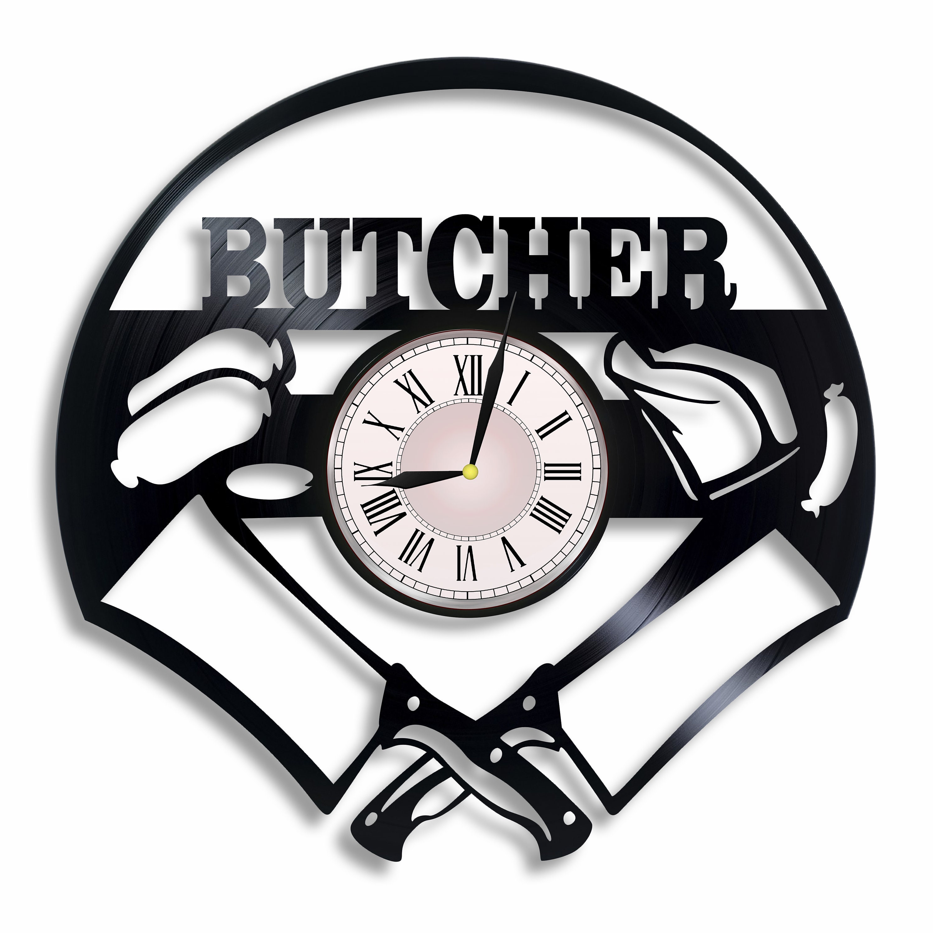 Butcher Shop Vinyl Wall Clock, Butcher Art, Butcher Gift for Any ...