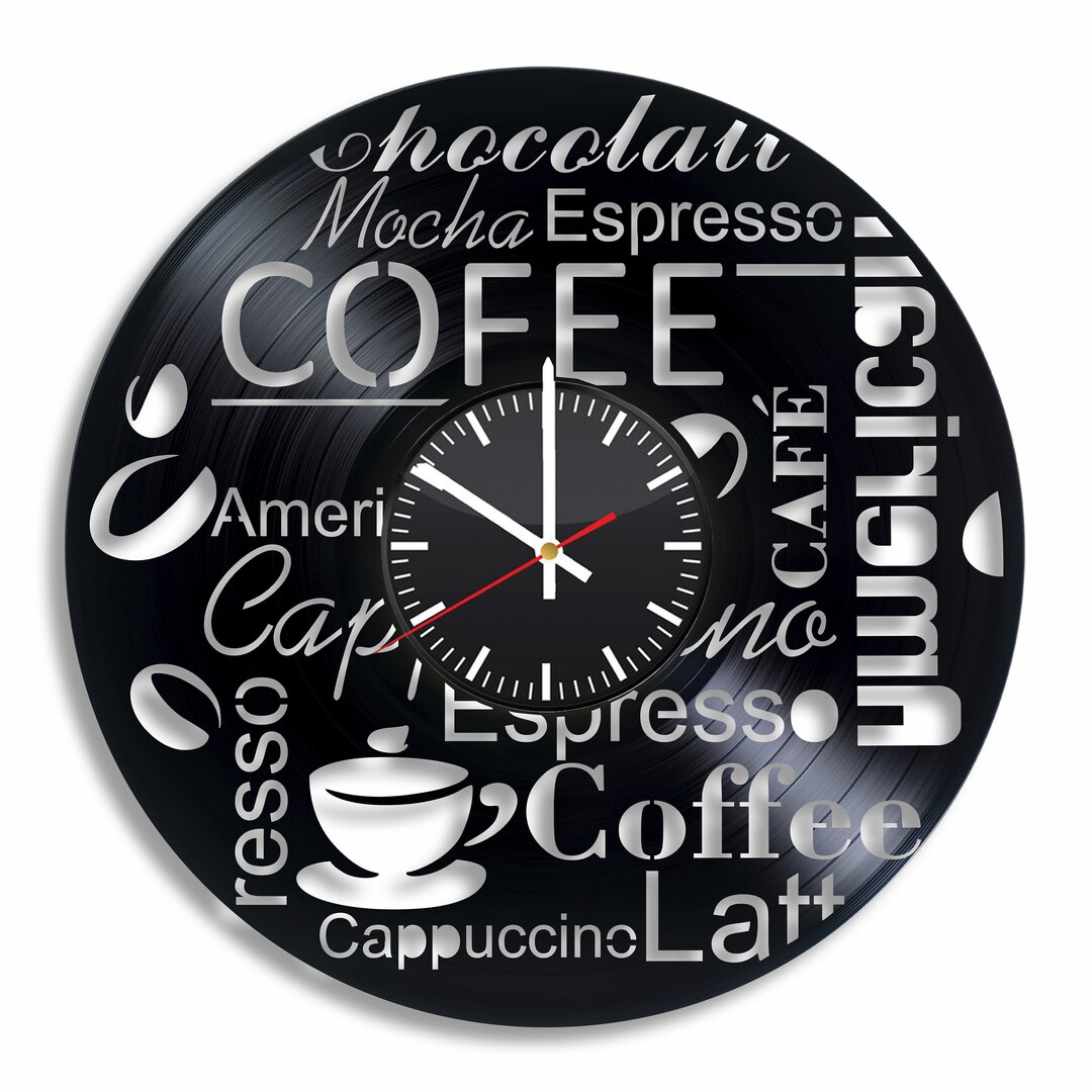 Coffee Wall Clock Handmade Decor for Coffee Lovers and Baristas With ...
