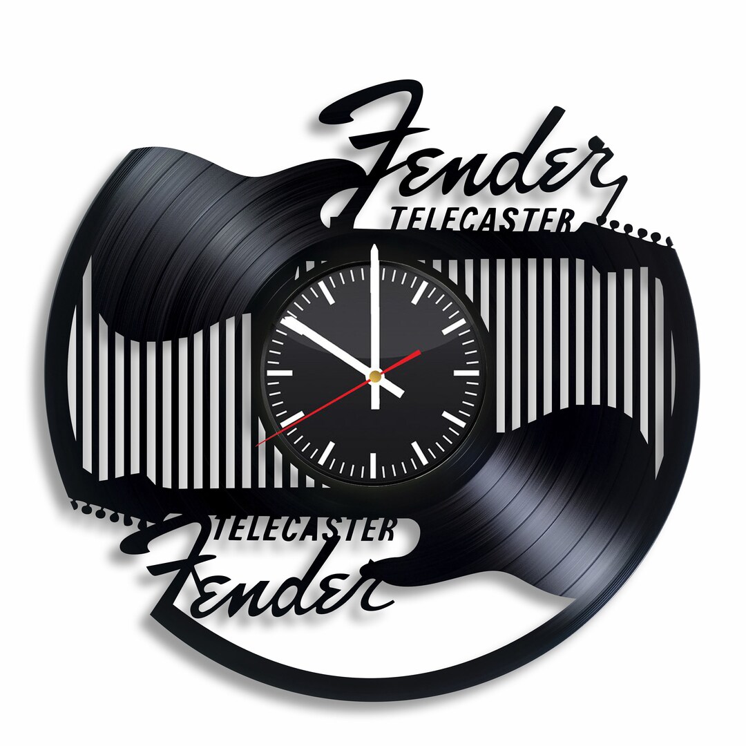 Vinyl Record 12 Fender Telecaster Guitar Clock, Music Guitar Wall Clock ...