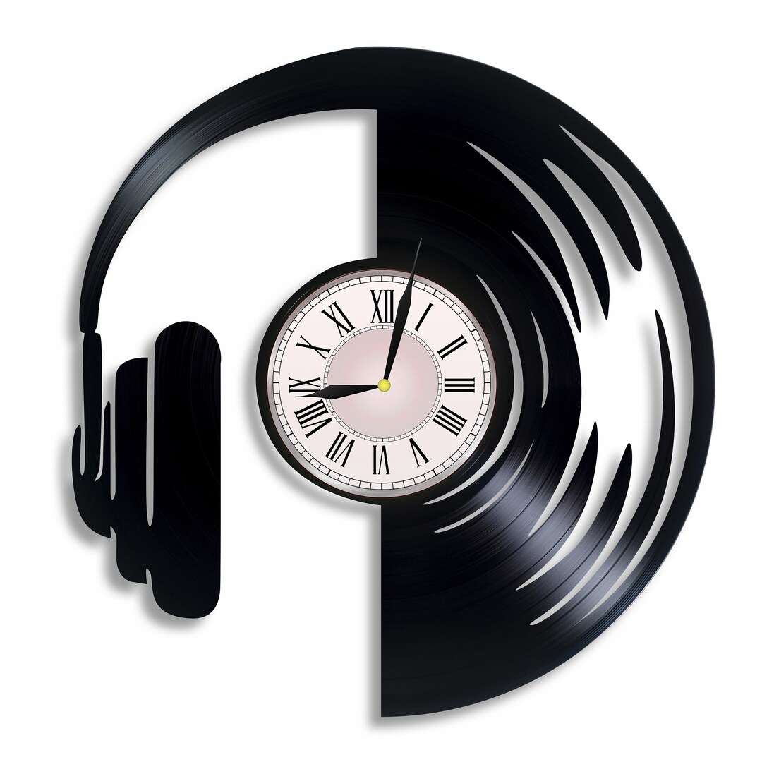 Headphones Vinyl Wall Clock, Headphones Art, Headphones Gift for Any ...