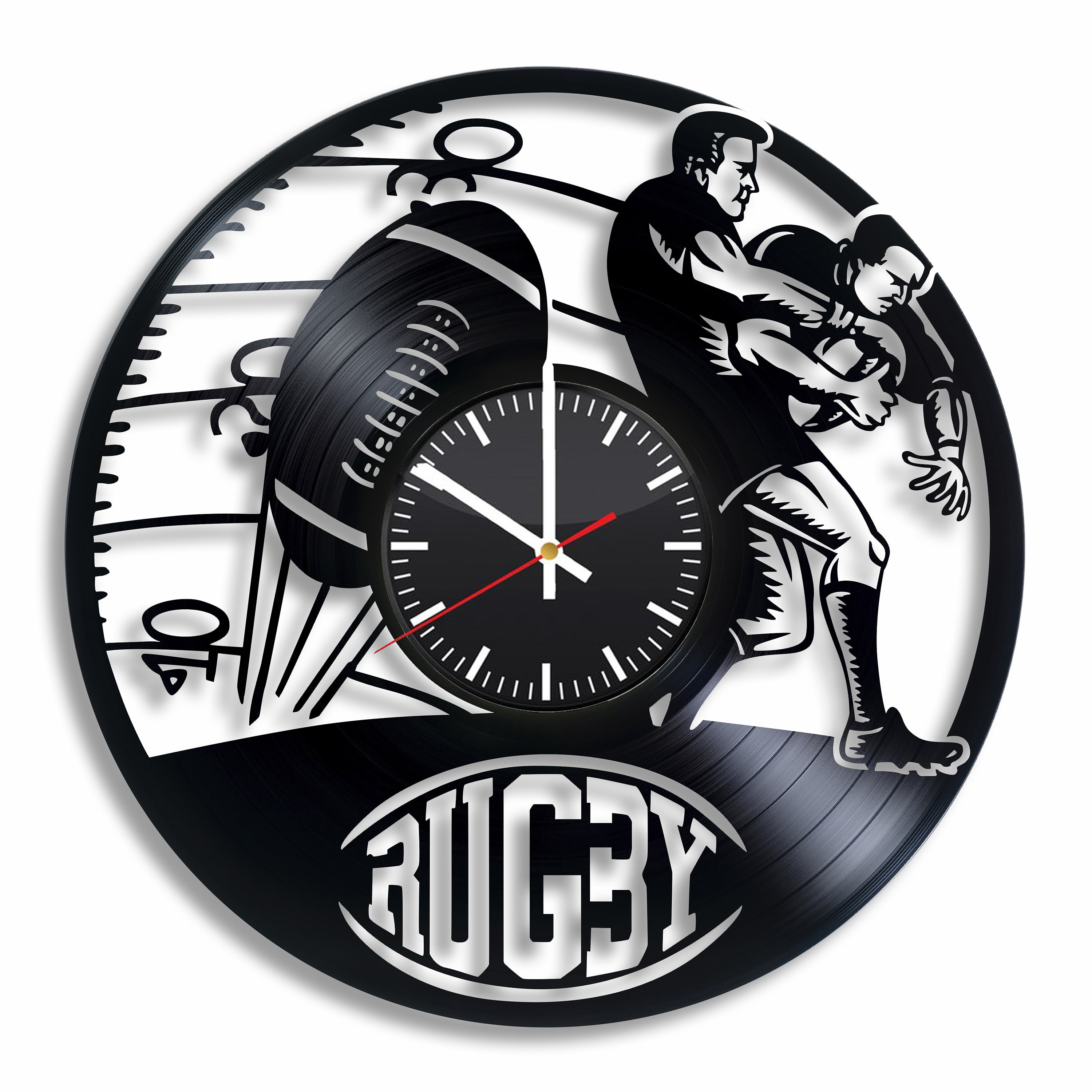 Rugby Gifts for Him Clock Rugby Art Wall Clock Rugby Decor, Rugby Ball ...