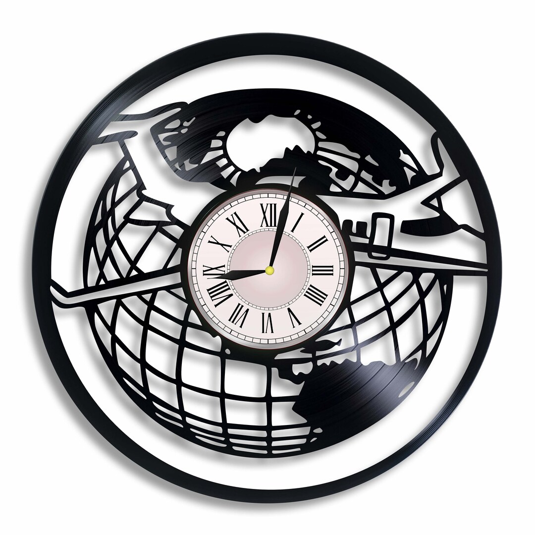 Traveler Plane Vinyl Wall Clock, Traveler Tourist Gift for Any Occasion ...