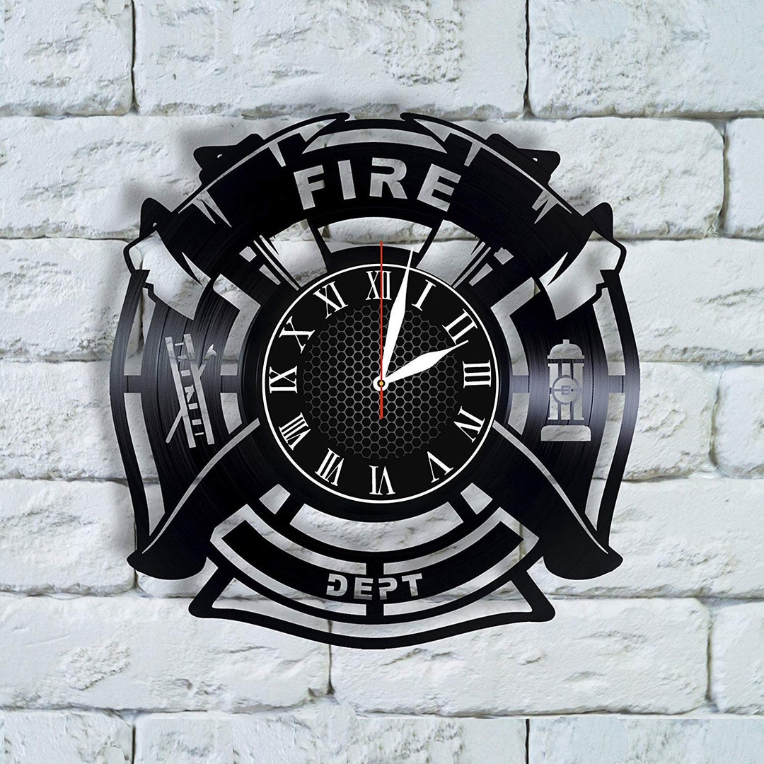 Vinyl Record 12 Fire Department Clock, Firefighter Wall Clock - Etsy