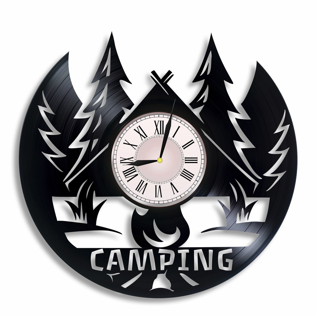 Camping Vinyl Wall Clock, Camping Art, Camping Gift for Any Occasion - Etsy