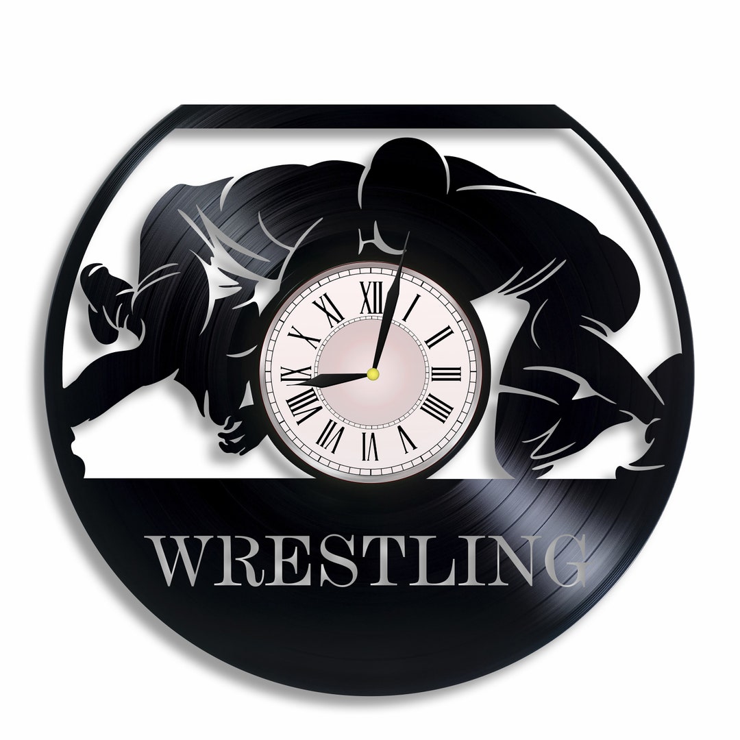 Wrestling Sport Vinyl Wall Clock, Wrestling Art, Wrestling Shop Lover ...