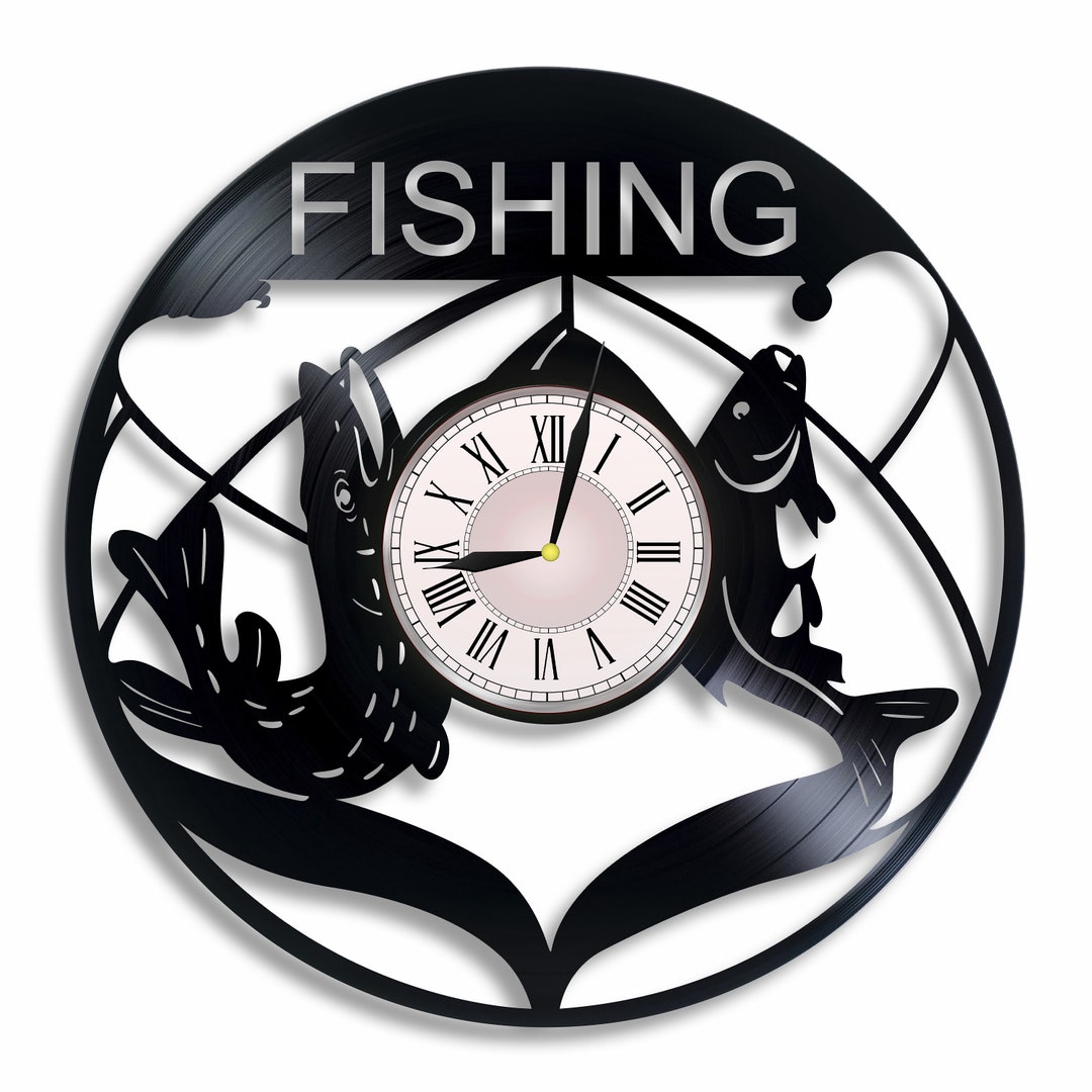 Fishing Sport Vinyl Wall Clock, Fishing Art, Fishing Lover Gift for Any ...