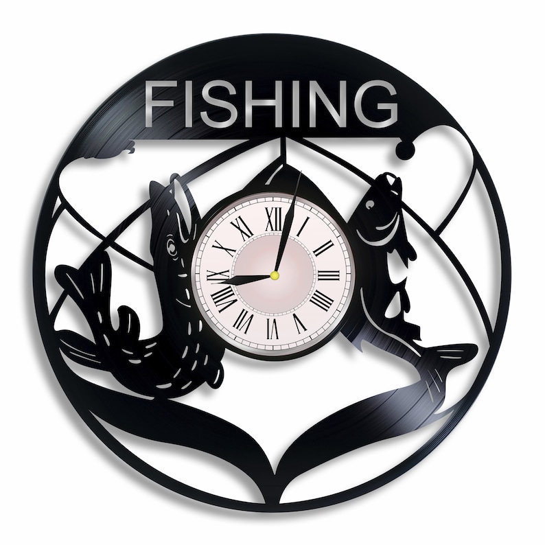 Fishing Sport Vinyl Wall Clock, Fishing Art, Fishing Lover Gift for Any ...