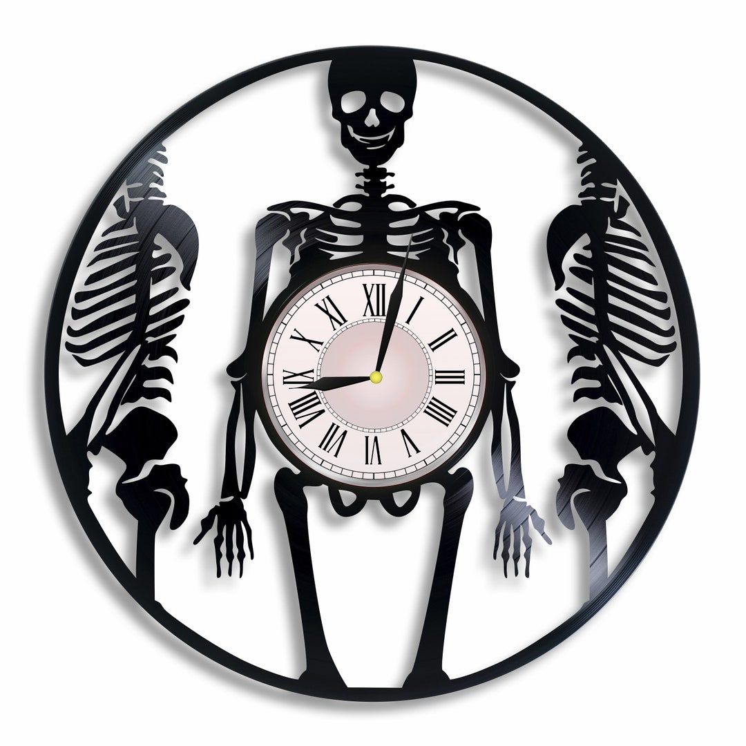 Anatomical Elegance: Human Skeleton-themed Vinyl Clock for Medical ...