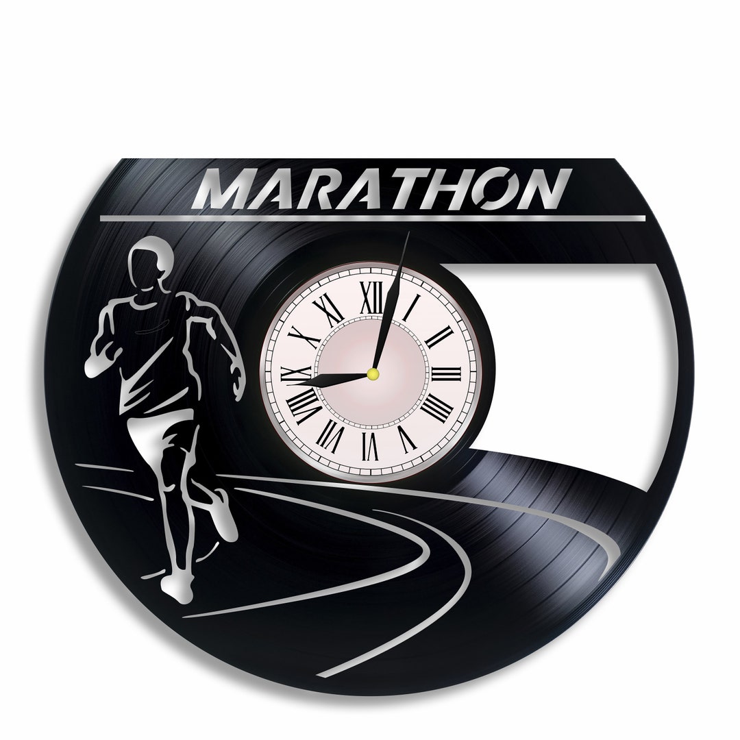 Marathon Wall Clock – Handmade Decor for Runners, Fitness Enthusiasts ...