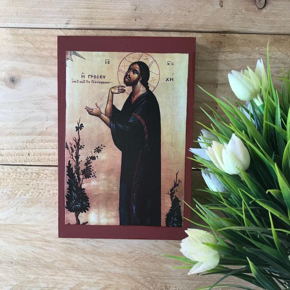Jesus Praying in Gethsemane Icon, Agony in the Garden, Christian Wall ...