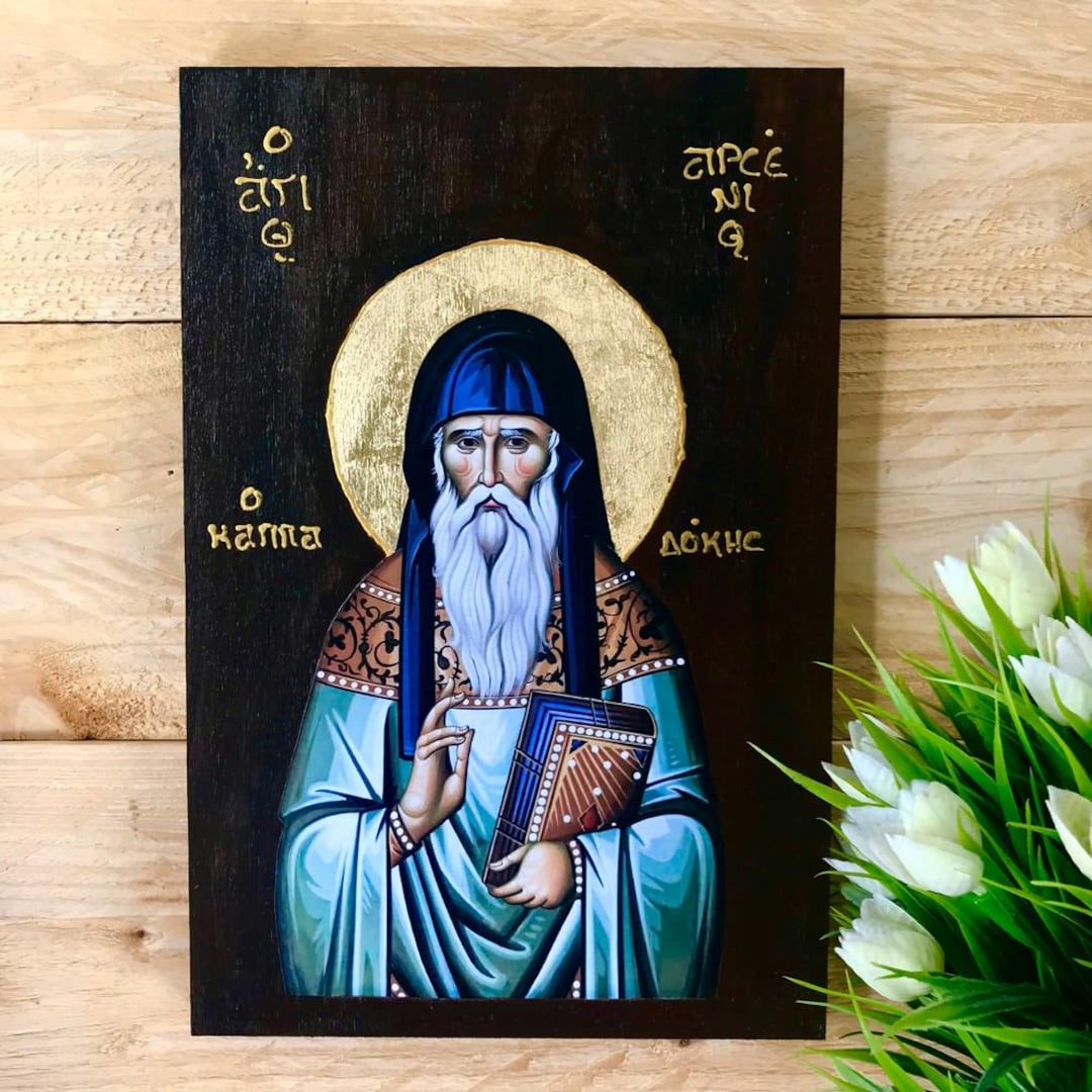 Handmade Wooden Icon of Saint Arsenios of Cappadocia - Greek Orthodox ...