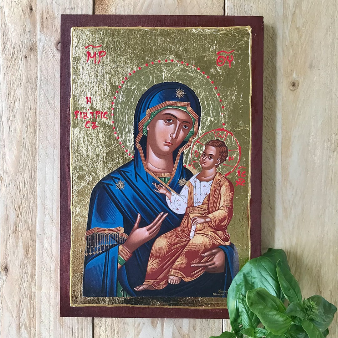 Handmade Orthodox Icon of Panagia the Healer – Christian Religious Art ...