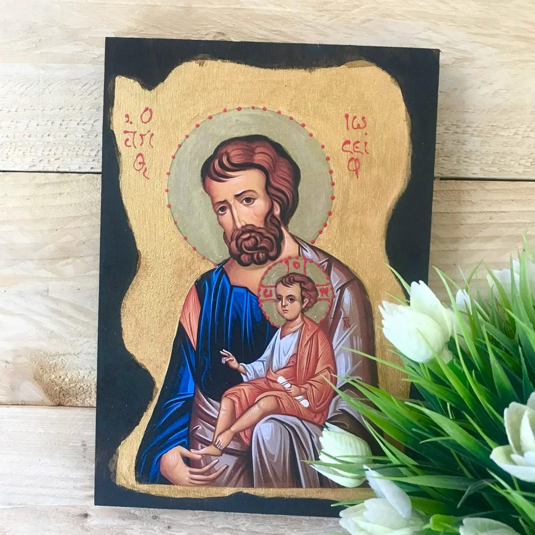 Saint Joseph the Betrothed – Handmade Greek Orthodox Icon – Christian ...