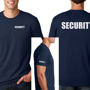 Security T-shirt Bouncer Police Event Unisex White and Reflective Text ...