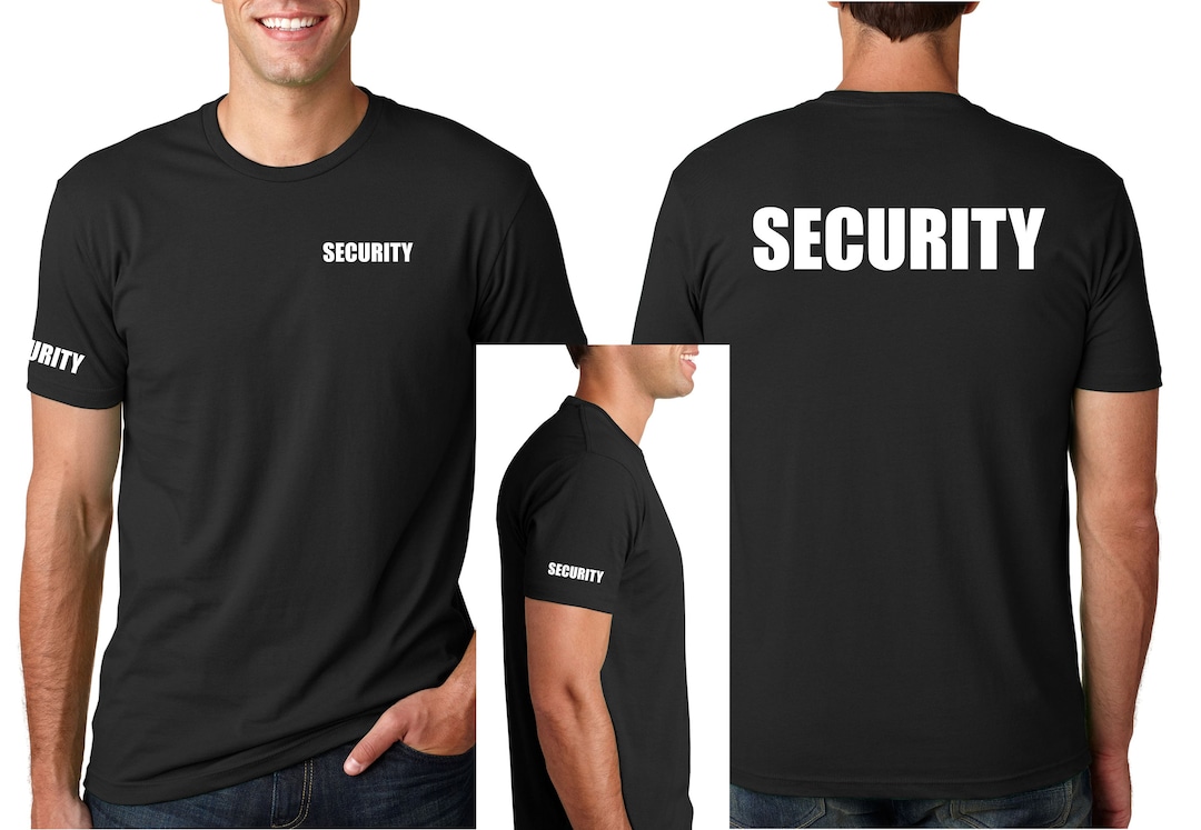 Security T-shirt Bouncer Police Event Unisex White and Reflective Text ...