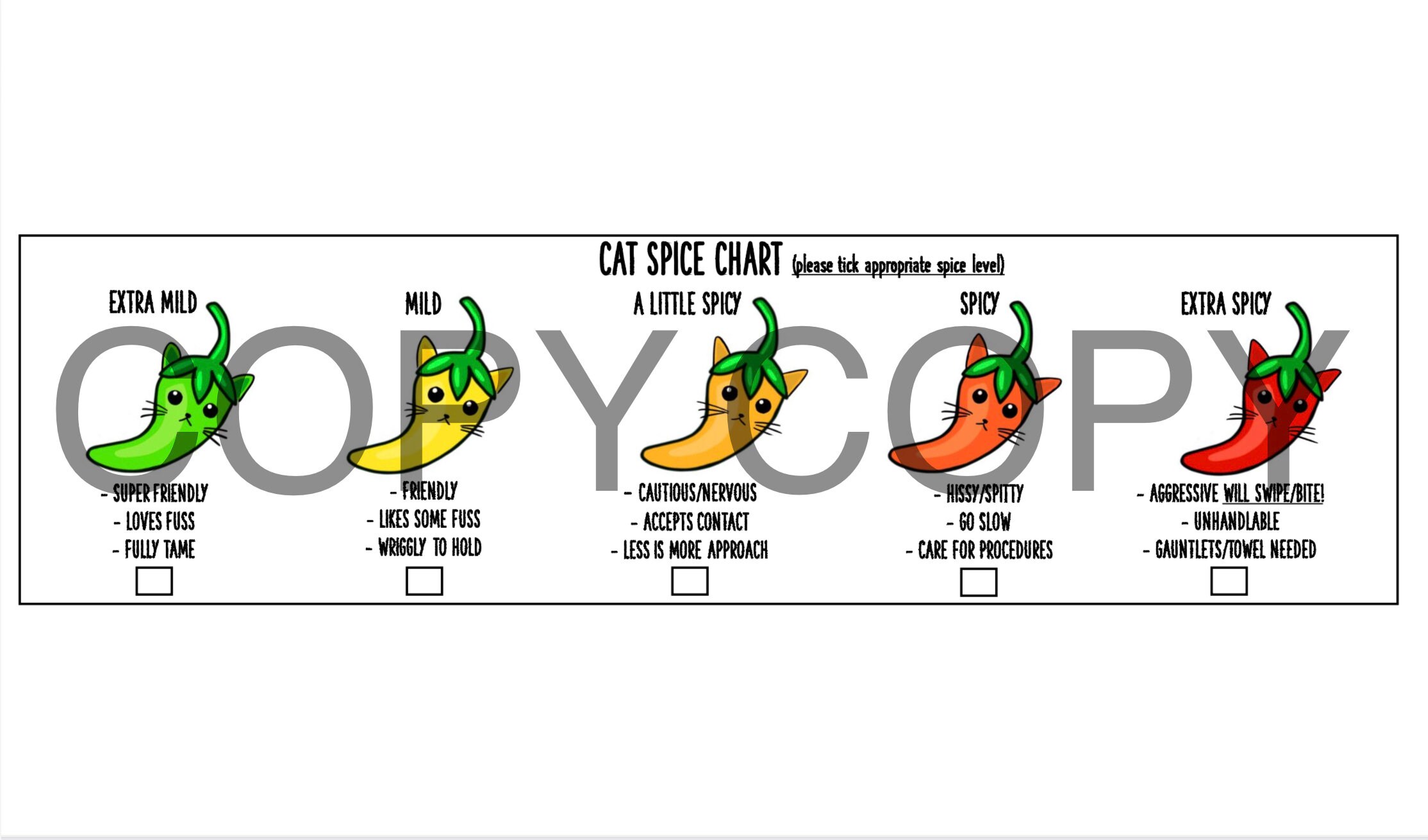 Cat Spice Chart - Etsy UK